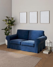Potah na pohovku IKEA Ektorp 2-místná rozkládací  NOVÝ MODEL 2012 barva tmavě modrá látka lesklé, sametová
