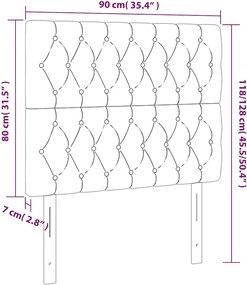 Čelo postele s LED tmavě modré 90x7x118/128 cm samet 3122800