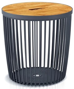 Univerzální koš s bambusovým víkem, 25 l, přírodní dřevo / antracit