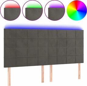 Čelo postele s LED tmavě šedé 180x5x118/128 cm samet 3122485