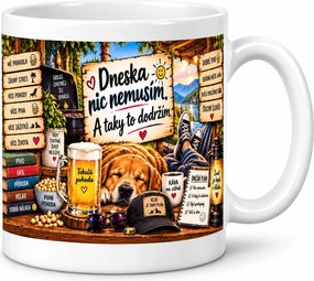 Vtipný hrnek pro muže Dneska nic nemusím – originální dárek pro chlapa 300 ml