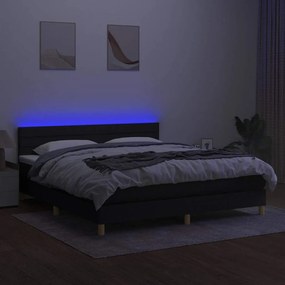Box spring postel s matrací a LED černá 160x200 cm textil 3133807