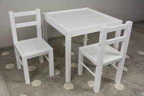 Drewex Dřevěný dětský stůl a dvě židličky bílá/bílá