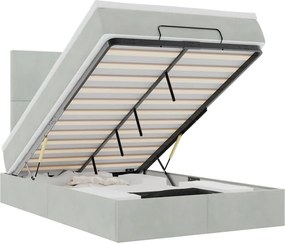 Osmanský rám postele s matracemi světle šedá 120x190 cm samet 3314234