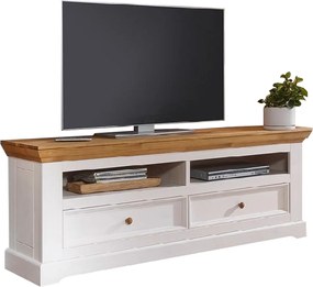 Bílý nábytek TV stolek Marone, dekor bílá-dřevo, masiv, borovice