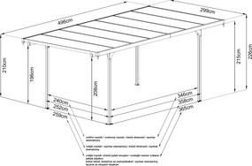 LANIT PLAST, s.r.o. hliníková pergola LANITPLAST ALU 53 antracit + čirý PC LG4148