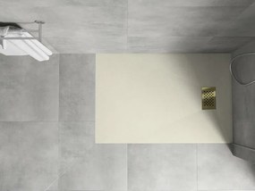 Mexen Hugo, obdélníková sprchová vanička, SMC, 120x70cm, béžová, zlatá krytka, 42697012-G