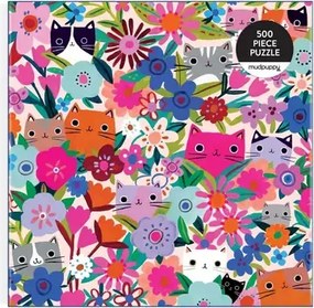 Mudpuppy Puzzle Kočky v květinách / 500 dílků / od 8 let
