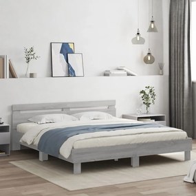Rám postele s čelem a LED osvětlením šedý sonoma 180 x 200 cm 3207530