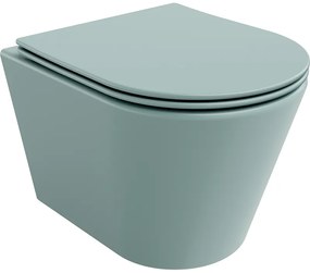 Mexen Rico, závěsné WC Rimless s WC deskou slim, duroplast, zelená matná, 30724048