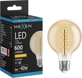 Mexen Vintis, LED filamentová žárovka E27, G80, 8 W, teplá bílá 2200K, jantarová, L165-E27-0822-50