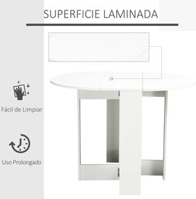 Skládací jídelní stůl HOMCOM s 2 sklápěcími křídly, skládací stůl pro 2-4 osoby 104x76x73,7 cm Bílý
