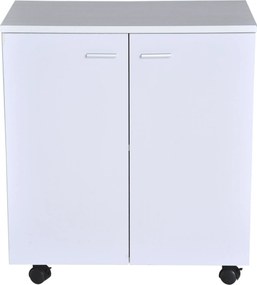 HOMCOM Mobilní TV Stánek Dřevěný Kancelářský Regál S Kolíčky a 2 Dveřmi 60x35x65cm | Aosom