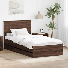 Rám postele se zásuvkou Hnědý dub 100 x 200 cm Inženýrské dřevo 3410741
