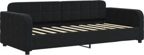 Válenda s přistýlkou a zásuvkami černá 90 x 190 cm samet 3197016