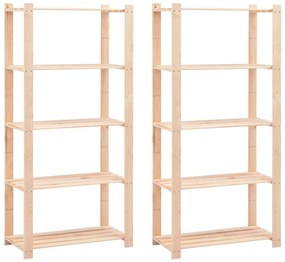 Úložný regál 5 polic 2 ks 80x38x170 cm masivní borovice 250 kg 279404
