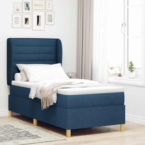 Postel s boxspringem s matrací s čelo Modrá 200 x 90 cm textil 3340675