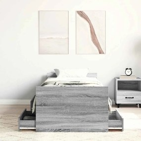 Rám postele s hlavovým a nožním čelem šedý sonoma 75 x 190 cm 3203822