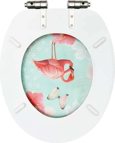 WC sedátko s funkcí pomalého sklápění MDF motiv plameňáka 146912