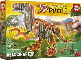 EDUCA 3D puzzle Velociraptor / 64 dílků / od 6 let