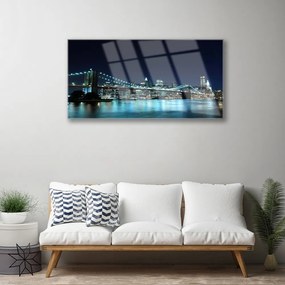 Obraz na skle Most Město Architektura Noc 100x50 cm
