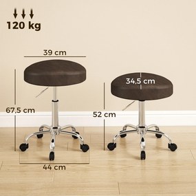 HOMCOM otočná stolička 360° s výškově nastavitelným sedadlem, umělá kůže, nosnost 120 kg, 39x34,5x52-67,5 cm, hnědá