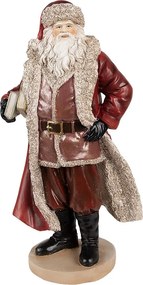 Vánoční dekorace socha Santa v červeném kabátku a knihami - 18*14*33 cm