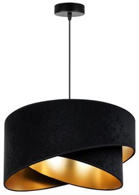 Závěsné svítidlo MEDIOLAN, 1x černé/zlaté textilní stínítko