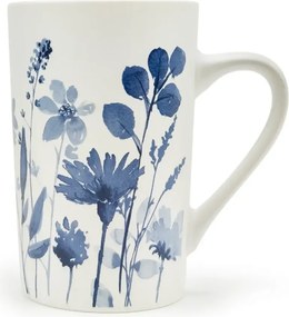Porcelánový hrnek Modrá louka, 300 ml – akvarelový motiv divoké louky, matný povrch