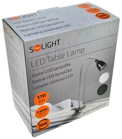 Solight LED stolní lampička, 2.5W, 3000K, clip, černá barva