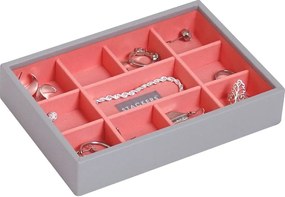 Krabička na šperky Stackers s 11 přihrádkami mini šedo-korálová