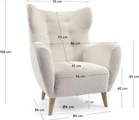 Bílé křeslo z textilie bouclé Patio – Kave Home