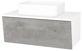 Dřevojas Koupelnová skříň INVENCE SZZ 80 (umyvadlo Joy) Varianta: L01 Bílá vysoký lesk / D01 Beton