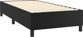Box spring postel s matrací a LED černá 100x200 cm umělá kůže 3139307