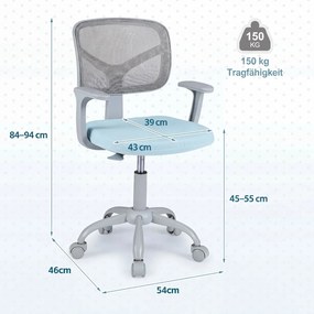 Costway Ergonomická dětská psací židle s nastavitelnou výškou a – modrý