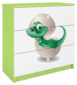 KOCOT KIDS Komoda - BABYDREAMS, matná bílá/zelená, různé motivy na výběr Motiv: dinosaurus