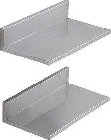 21,8 × 40,6 cm police z nerezové oceli, nástěnná plovoucí police s backsplash
