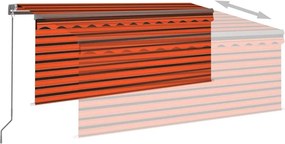 Ručně zatahovací markýza s roletou a LED 3,5x2,5m oranžovohnědá 3069405