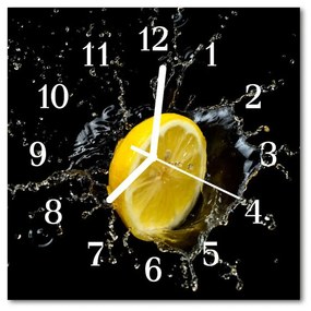 Skleněné hodiny čtvercové citrón 30x30 cm