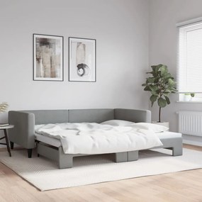 Válenda s přistýlkou světle šedá 100 x 200 cm textil 3196583