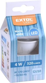 EXTOL LIGHT Žárovka LED reflektorová, 4 W, 320 lm, GU10, teplá bílá 43032