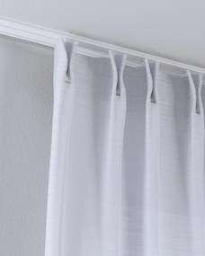 Záclona na dvojitých hačcích flex barva bílá látka poloprůhledná, pletený vzor