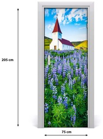 Fototapeta samolepící na dveře kostel květiny 75x205 cm