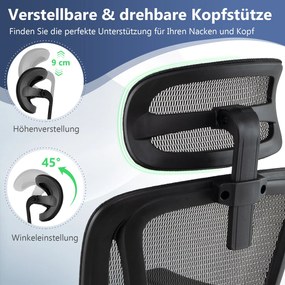 Costway Ergonomická kancelářská židle Počítačová židle k pracovnímu stolu
