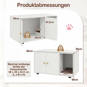 Costway Skříňka na kočičí toaletu se škrábací podložkou, bílá