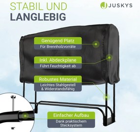 Juskys Venkovní stojan na palivové dřevo s krytem Velikost: M