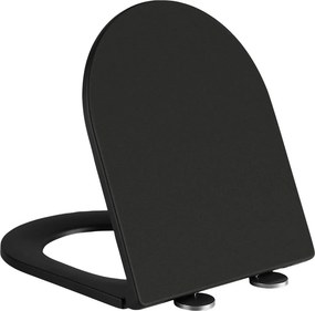 Erga Siena, WC kombi mísa 620x365x820 mm, Rimless + funkce bidetu + toaletní sedátko, černá matná, ERG-V03-SIENA-RIM-BID-BK
