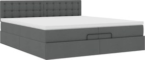Osmanský rám postele s matrací tmavě šedý 200x200cm textil 3312500