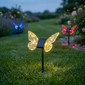 Exteriérové solární zapichovací svítidlo Butterfly, RGB