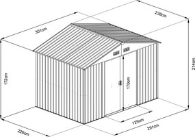 Riwall PRO RMSA 8x10 Anthracite - zahradní domek kovový 3 x 2,4 m se sedlovou střechou antracit